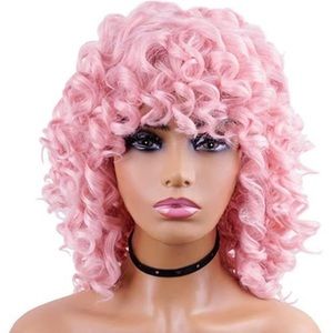 Hair | Short Bob Curly Full Wigs Pink | Poshmark